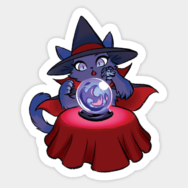 Witchy Kitty Crystal Ball - Witch Kitty - Sticker | TeePublic
